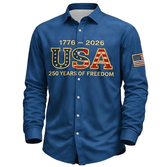 250 Anniversary USA Shirt America Flag Patriotic Button Shirts for Men ...