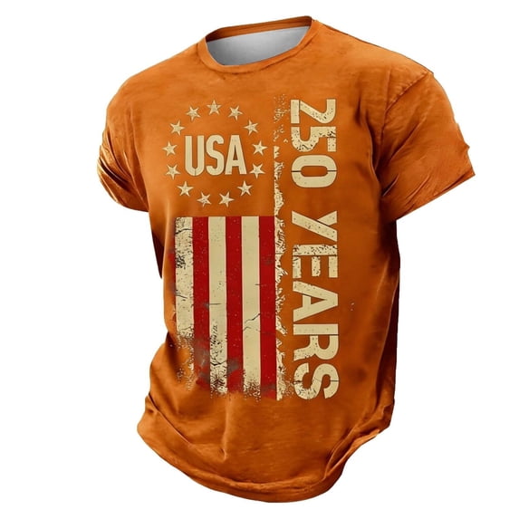 250 Anniversary USA Shirt Men Graphic Tee Independence Day Flag Print ...