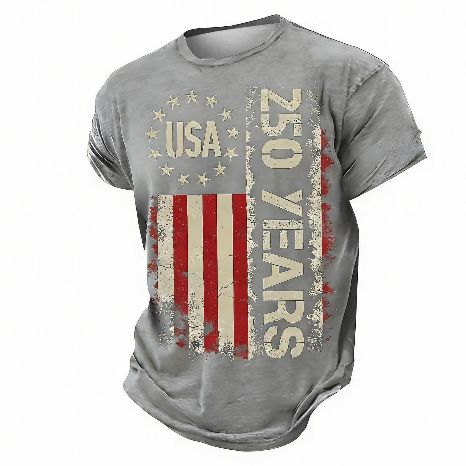 250 Anniversary USA Shirt Men Graphic Tee Independence Day Flag Print ...