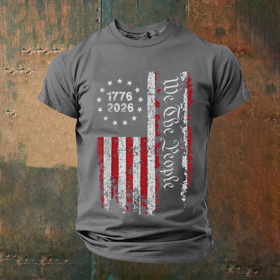 250 Anniversary USA Shirt Men Short Sleeve Crewneck Independence Day ...