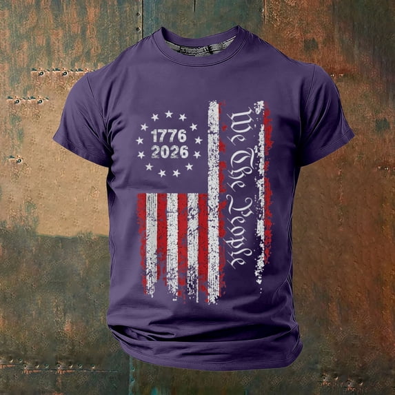 250 Anniversary USA Shirt Men Short Sleeve Crewneck Independence Day ...