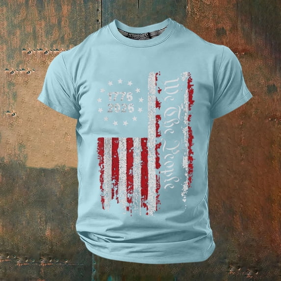 250 Anniversary USA Shirt Men Short Sleeve Crewneck Independence Day ...