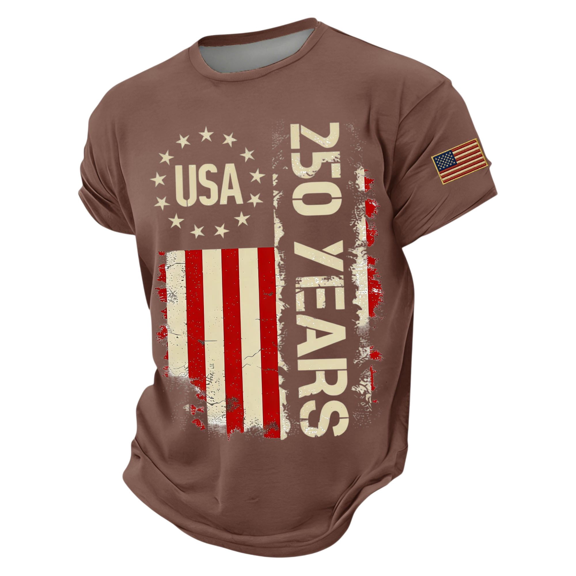 250 Anniversary USA Shirt, Men's 250th Anniversary National Flag Print ...