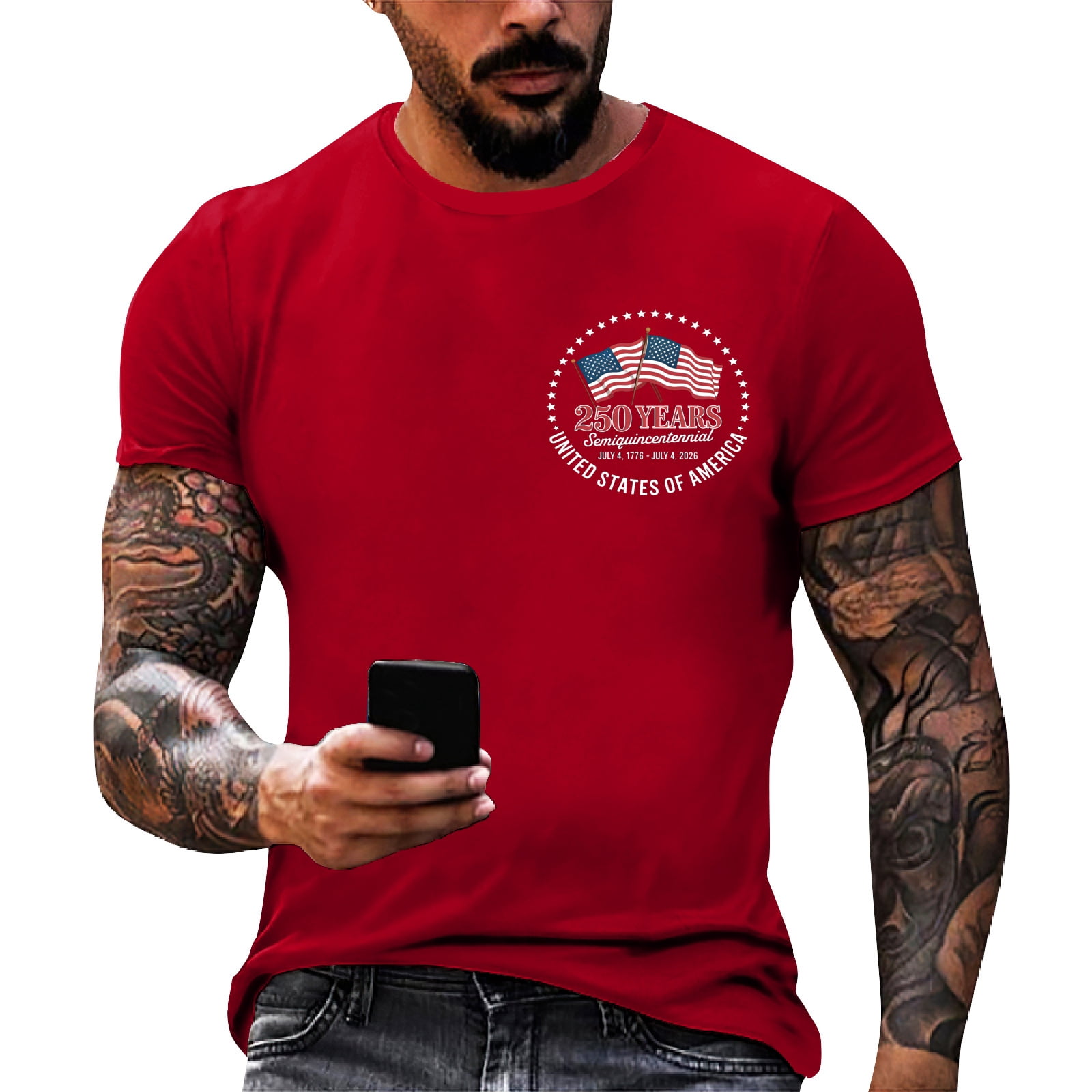 250 Anniversary USA Shirt, Men's 250th Anniversary National Flag Print ...