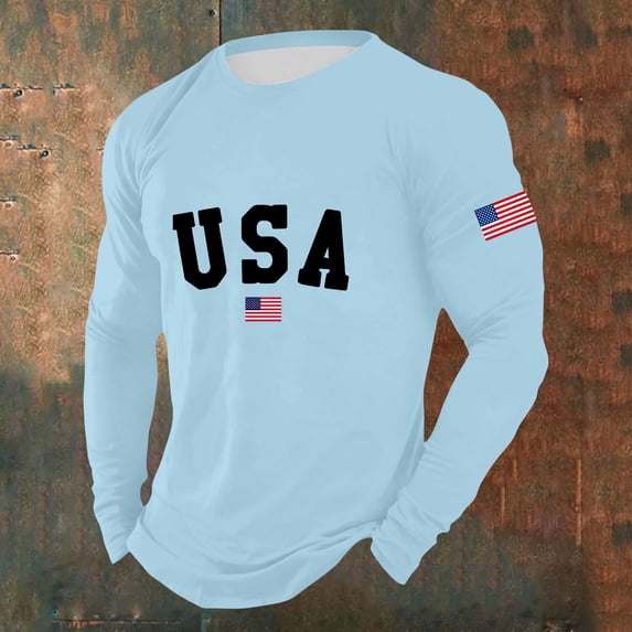 250 Anniversary USA Shirt Men's Graphic Long Sleeve Crew Neck Everyday ...
