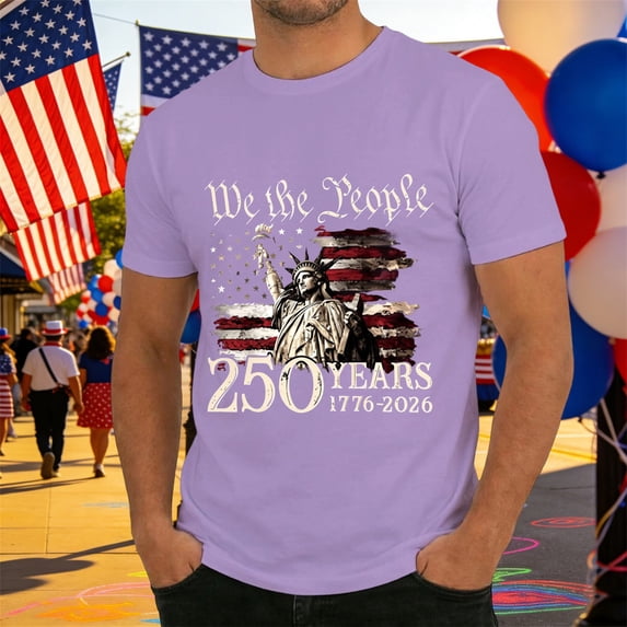 250 Anniversary USA Shirt Mens Short Sleeve Crewneck Patriotic Graphic ...
