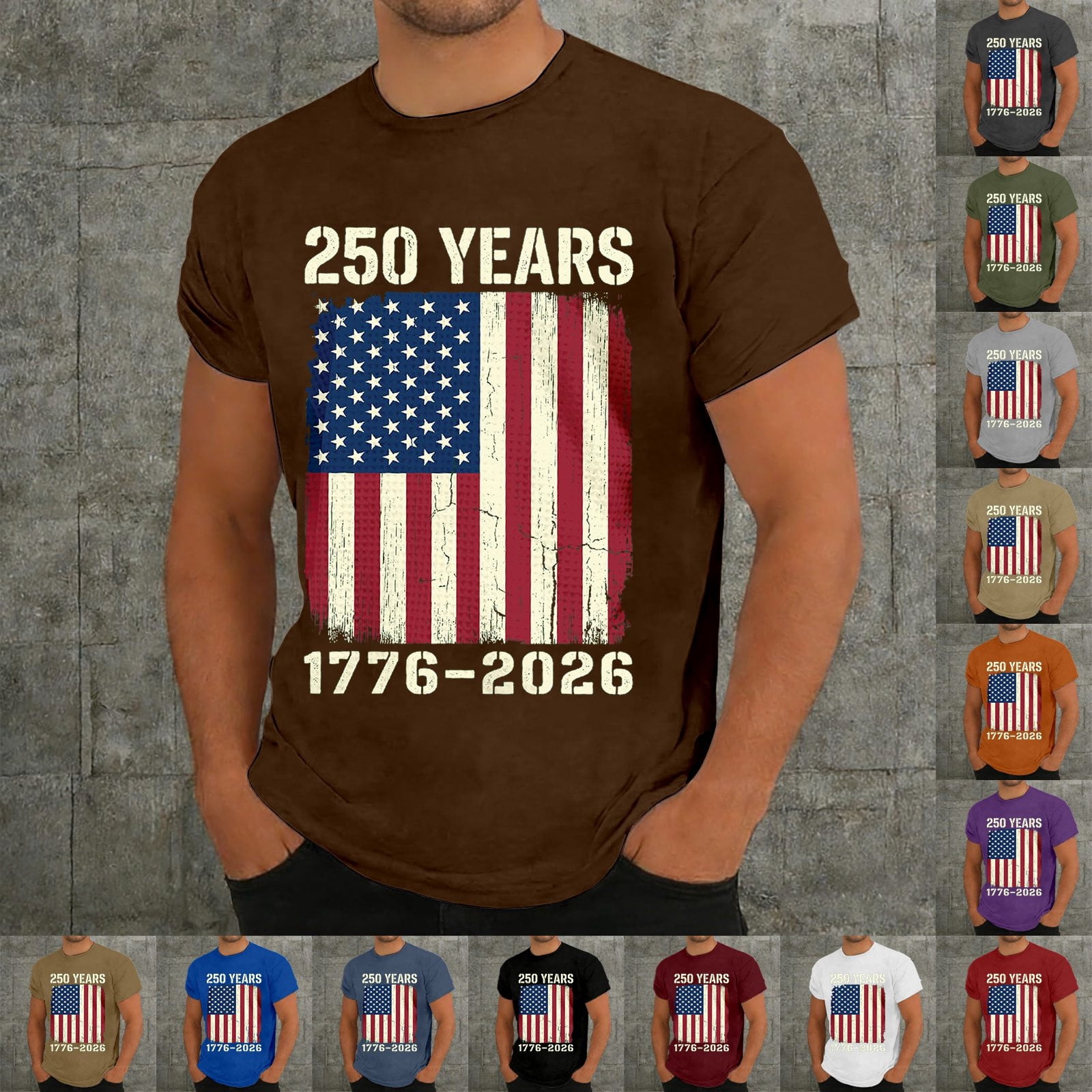 250 Anniversary USA Shirt Mens Short Sleeve Crewneck Patriotic Graphic ...
