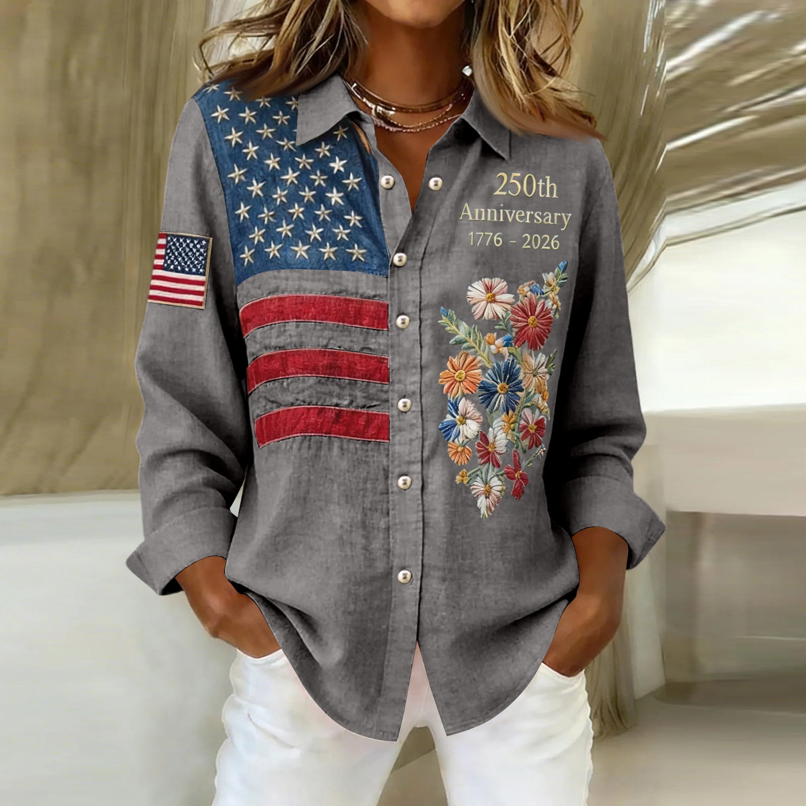 250 Anniversary USA Shirt Women 1776-2026 American Flag USA Patriotic ...