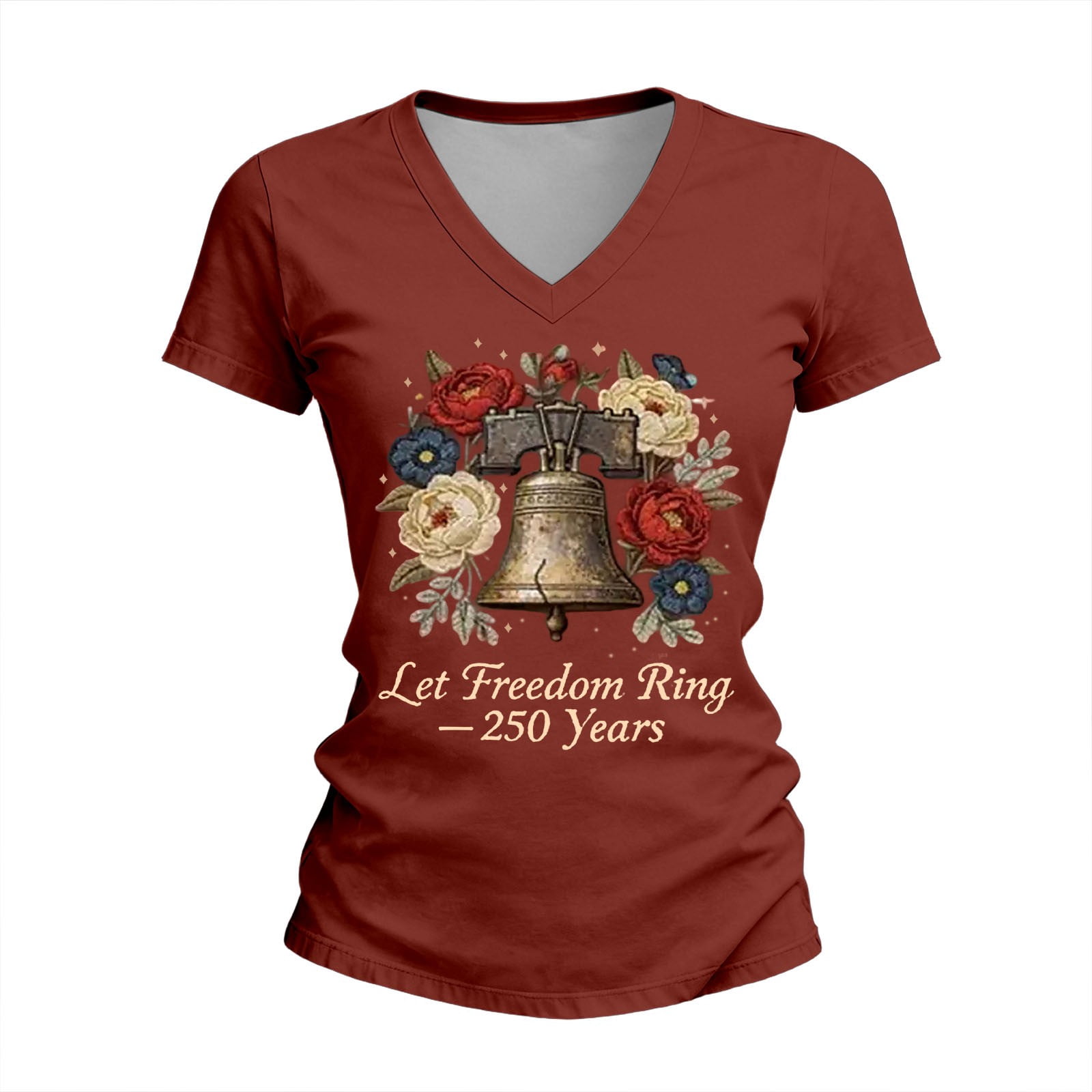 250 Anniversary USA Shirt Women Short Sleeve V Neck Independence Day ...