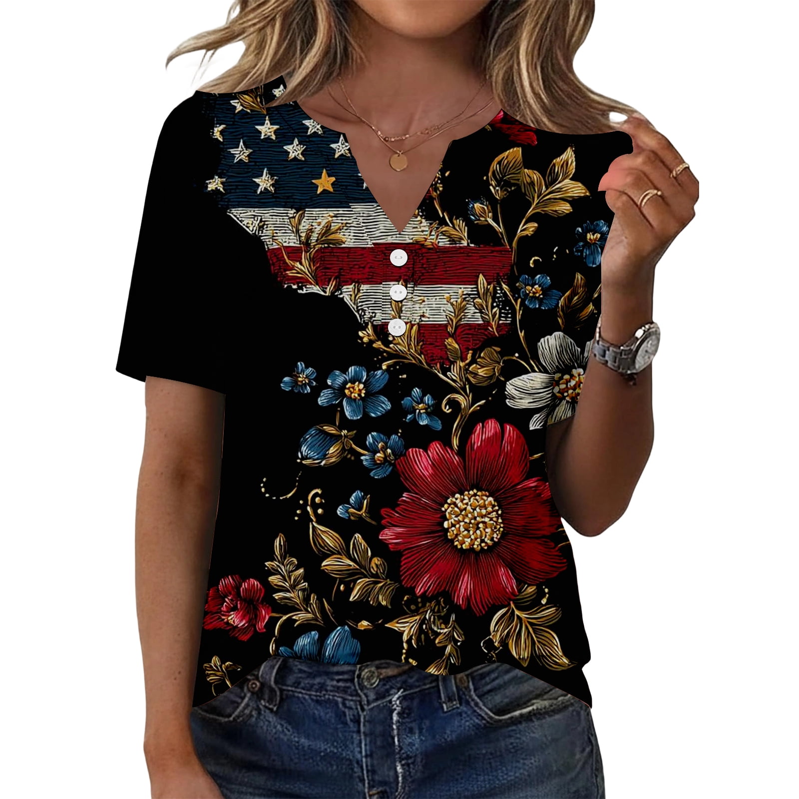 250 Anniversary USA Shirt, Womens 2026 Casual 250th Short Sleeve Split ...