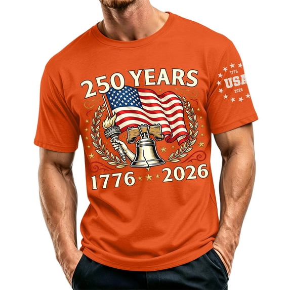 250 Anniversary USA Shirt for Men Short Sleeve 4th of July Flag Print ...