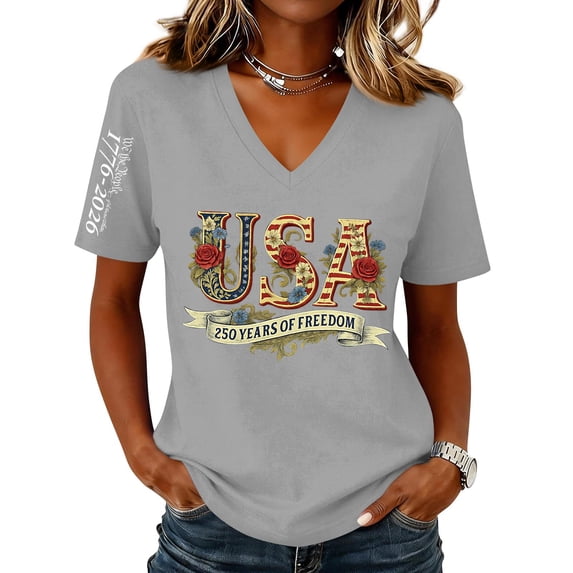 250 Anniversary USA Shirt for Women Trendy Print Patriotic American ...