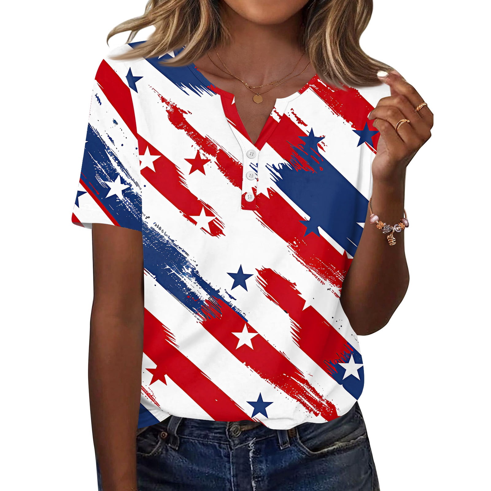 250 Anniversary USA Shirts Women Independence Day Tops Floral Star ...