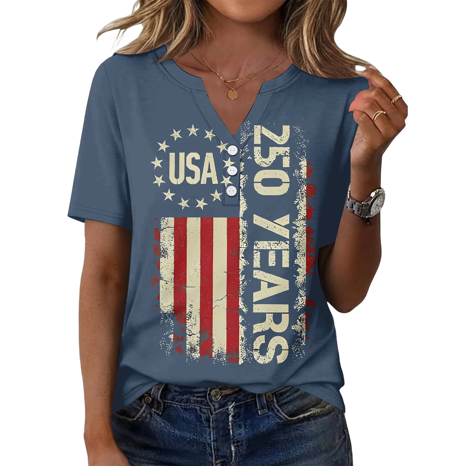 250 Anniversary USA Shirts Womens Floral Printed USA American Flag ...