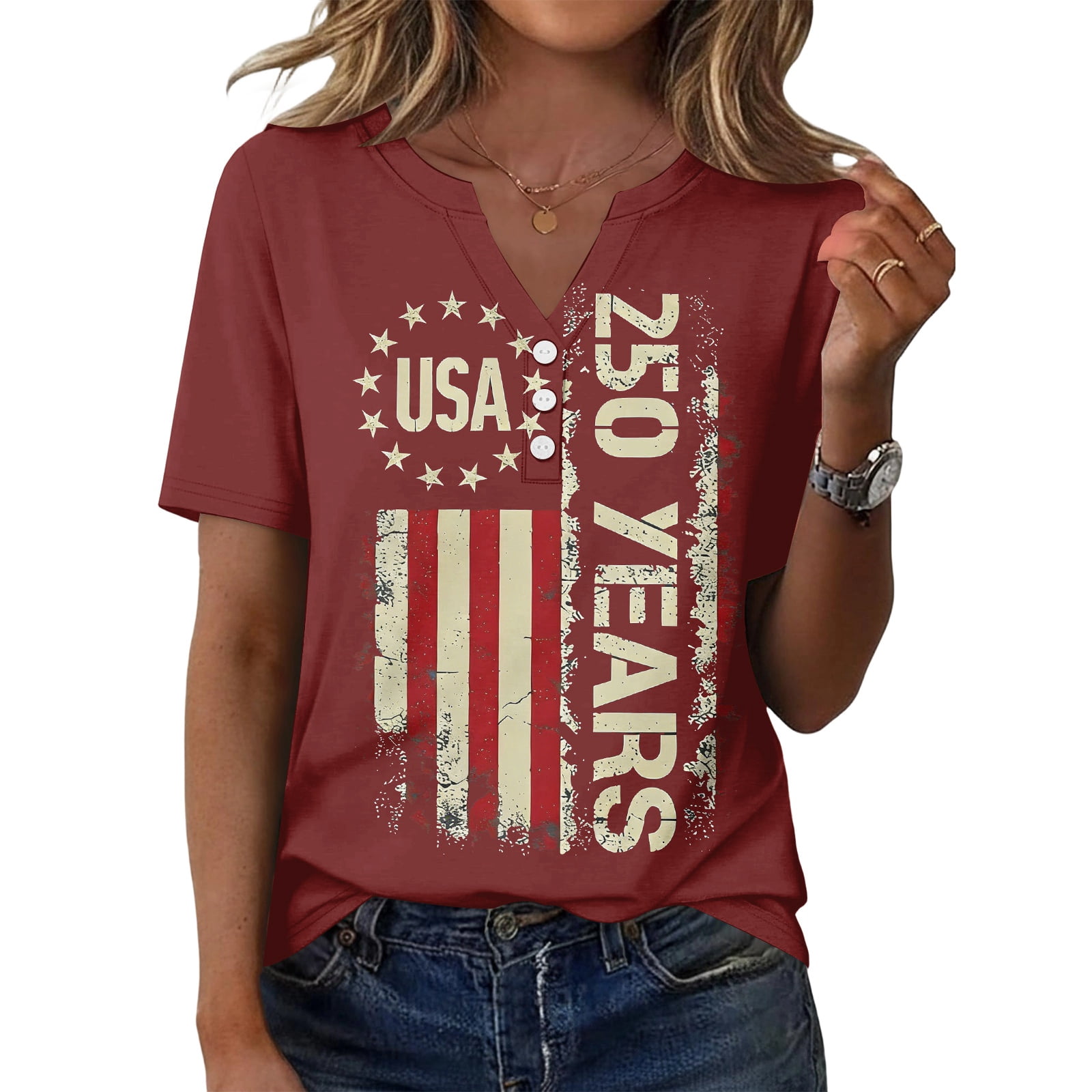 250 Anniversary USA Shirts Womens Floral Printed USA American Flag ...