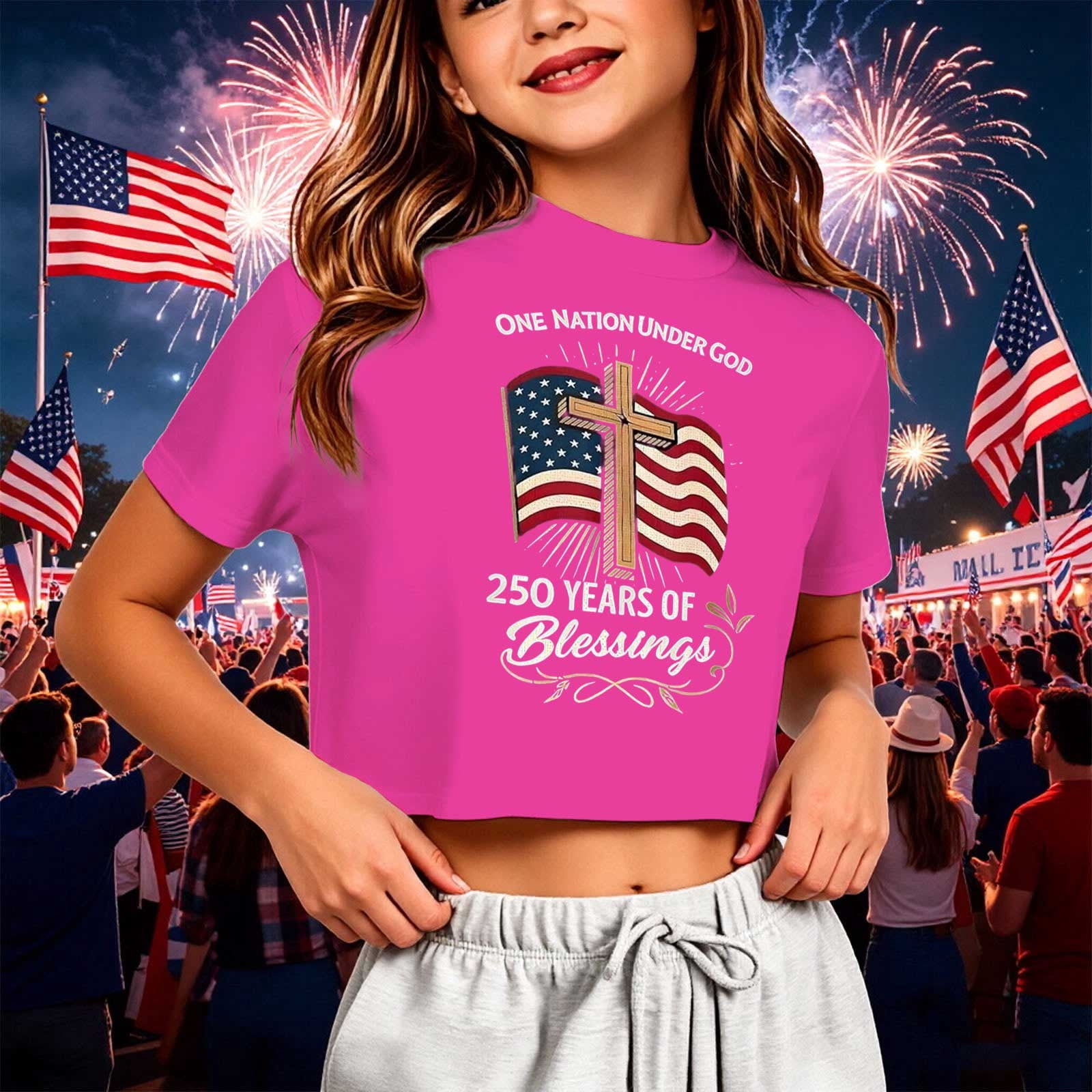 250 Anniversary USA Shirts for Kids Girls USA American Flag Crop Tops ...