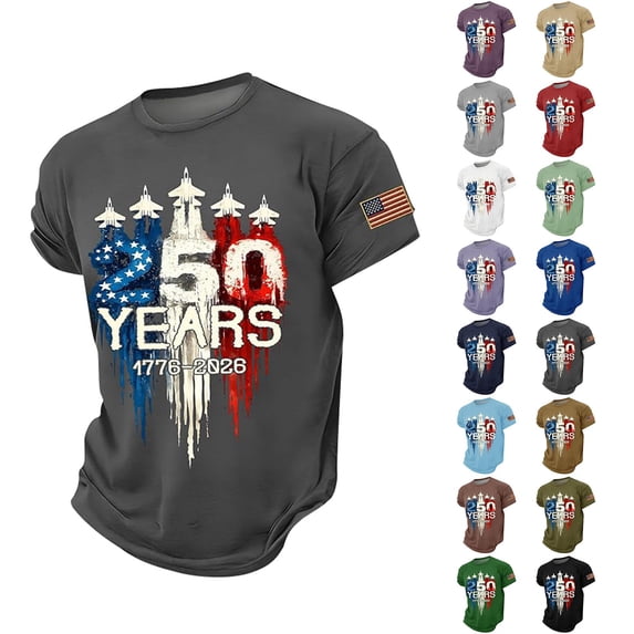 250 Anniversary USA Shirts for Men Casual Short Sleeve T Shirt Tee ...