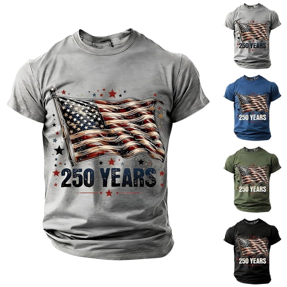 250 Anniversary USA Shirts for Men Casual Short Sleeve T Shirt Tee ...