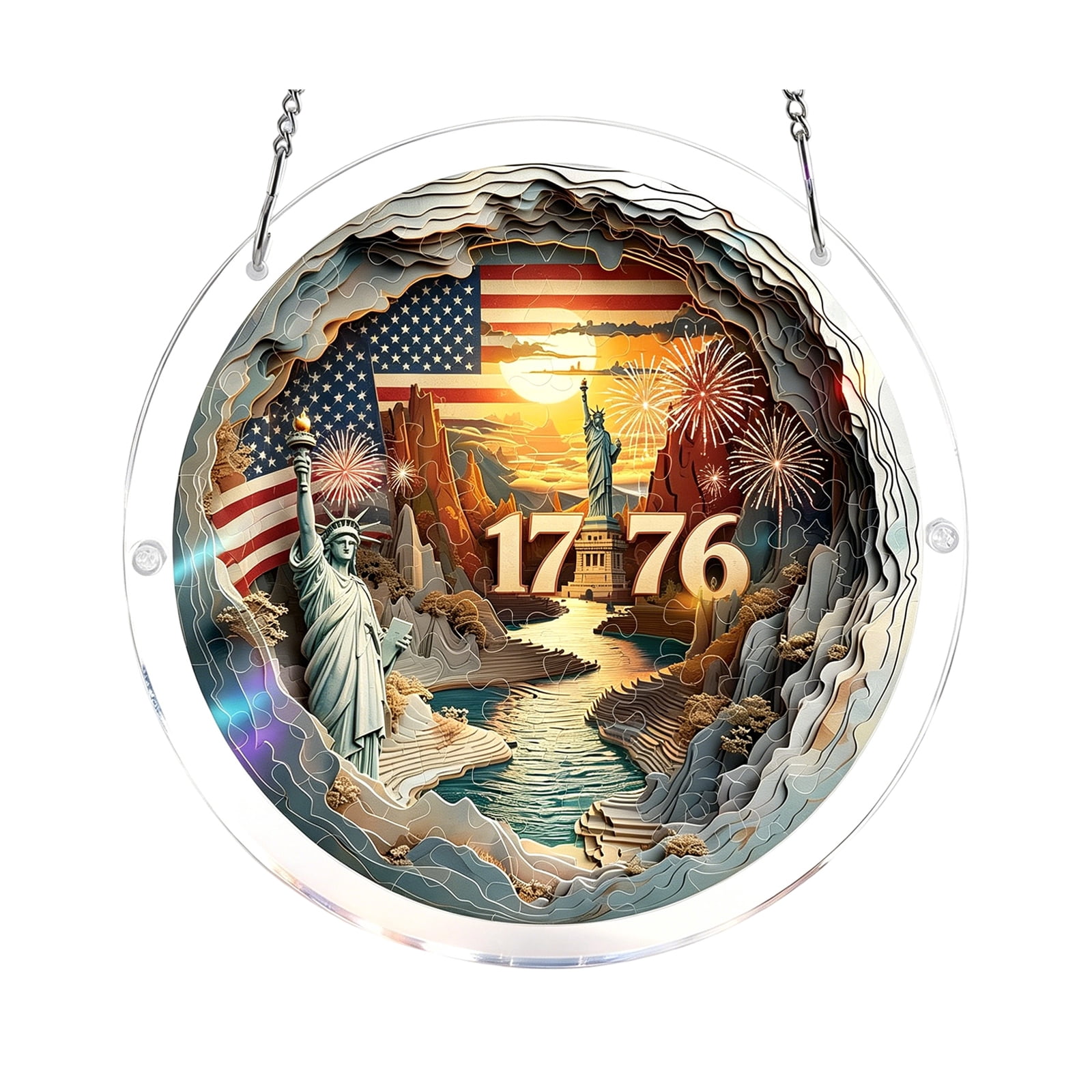 250 Anniversary USA Window Decoration Stained 2D Acrylic Puzzle Hanging ...