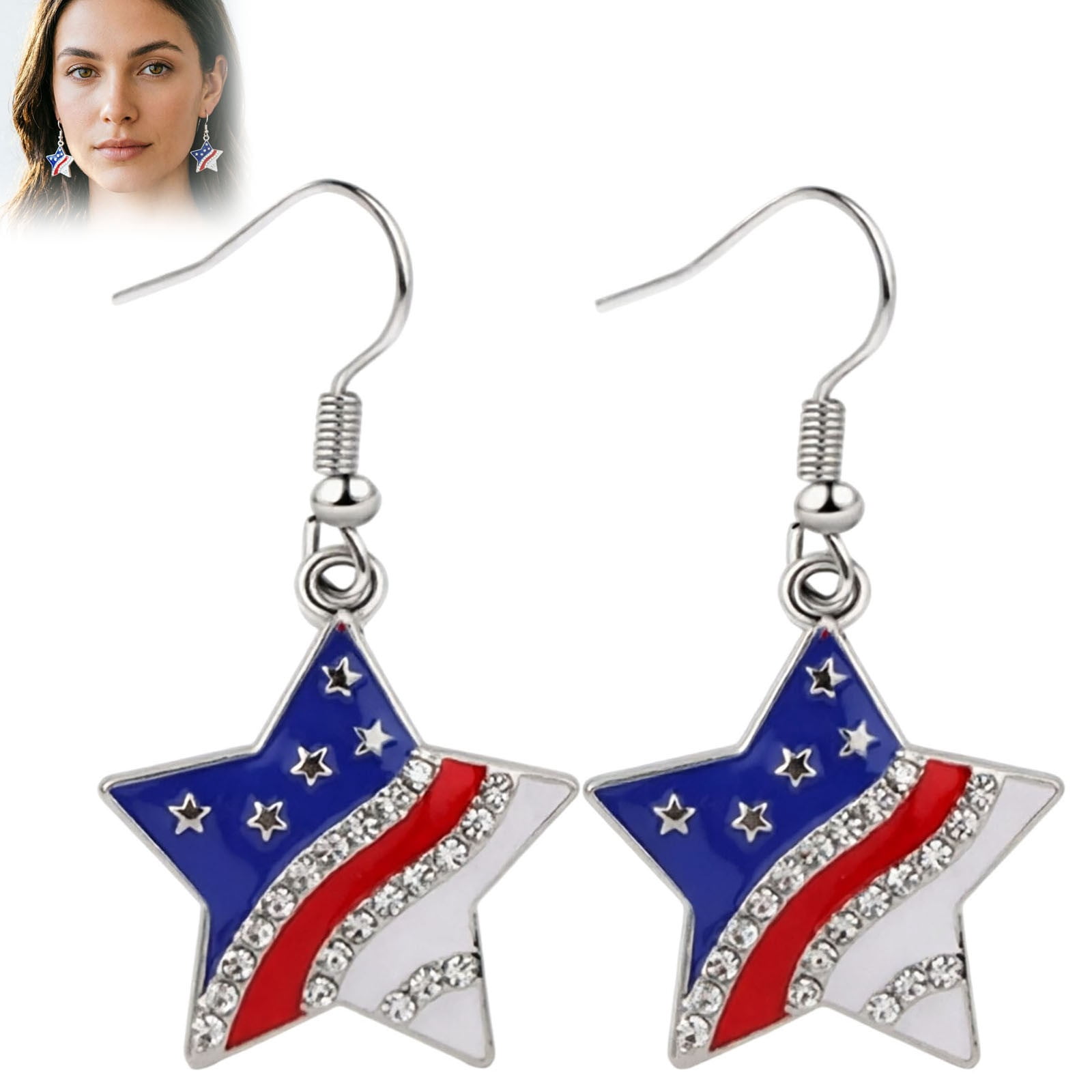 250 Anniversary Usa Decorations,4th of July Hook Earrings Star Dangle ...