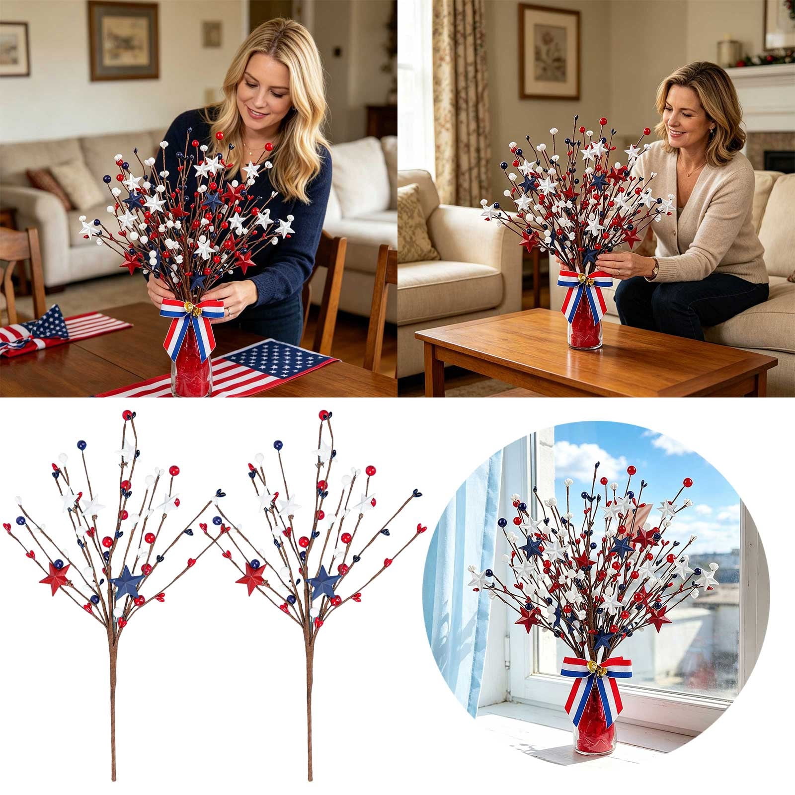 250 Anniversary Usa Decorations,Independence Day Berry Decorative Picks ...