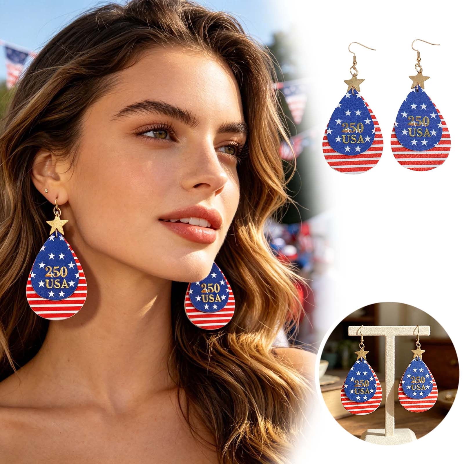 250 Anniversary Usa Decorations,Patriotic Earrings for 250th ...