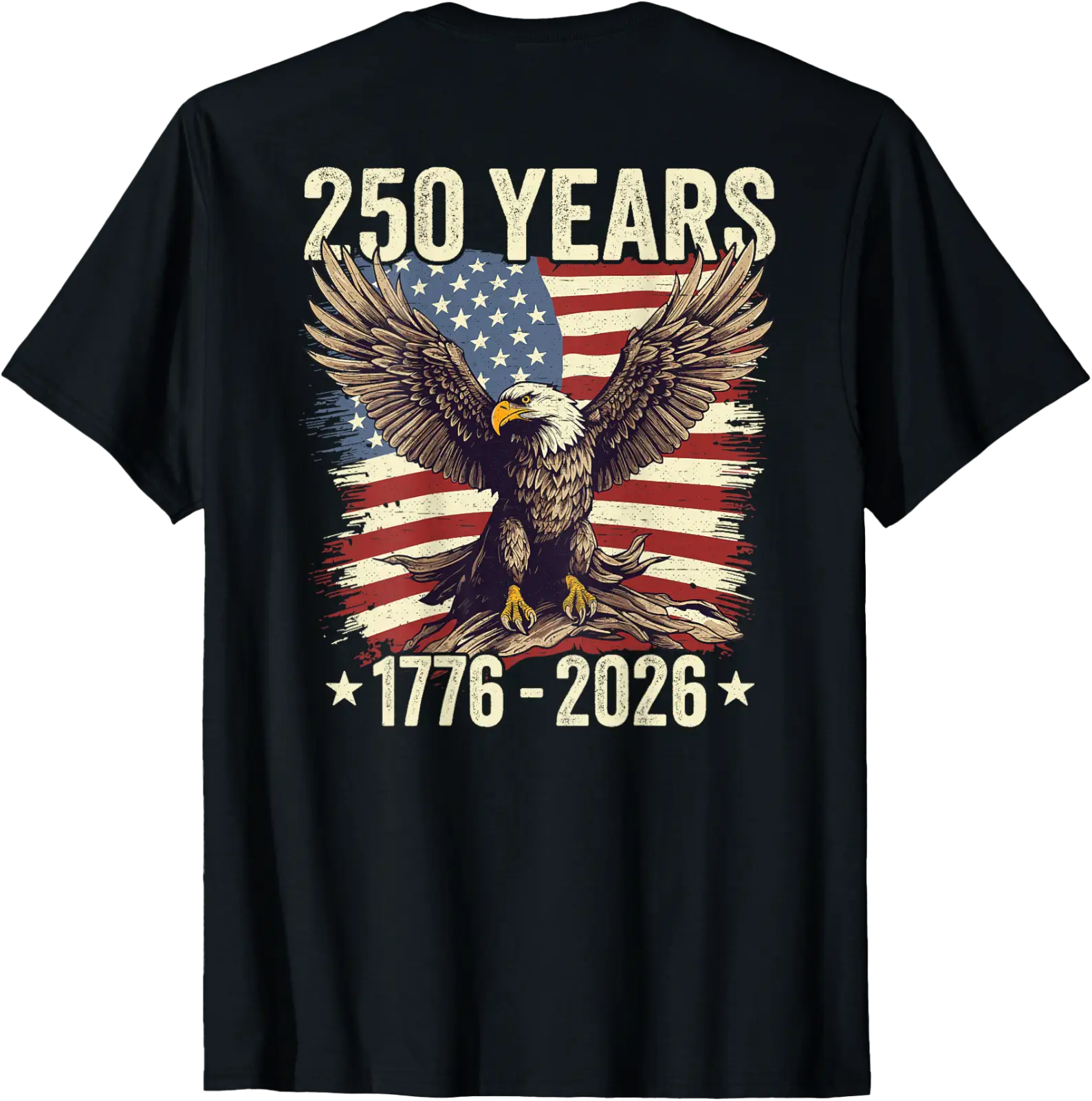250 Anniversary Usa Eagle American Flag (Design On Back) T-Shirt All ...