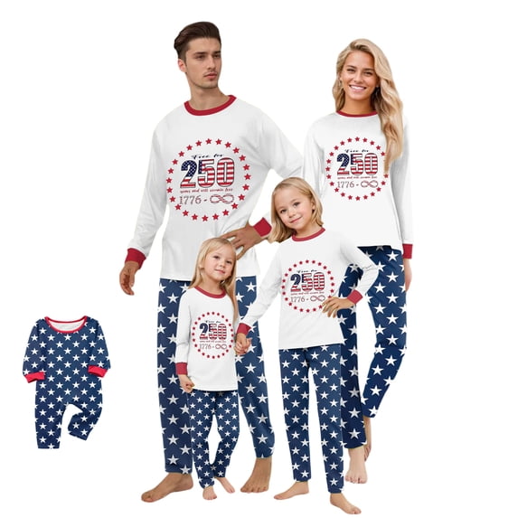 250 Anniversary Usa Family Pajamas Matching Sets, USA Patriotic Black ...