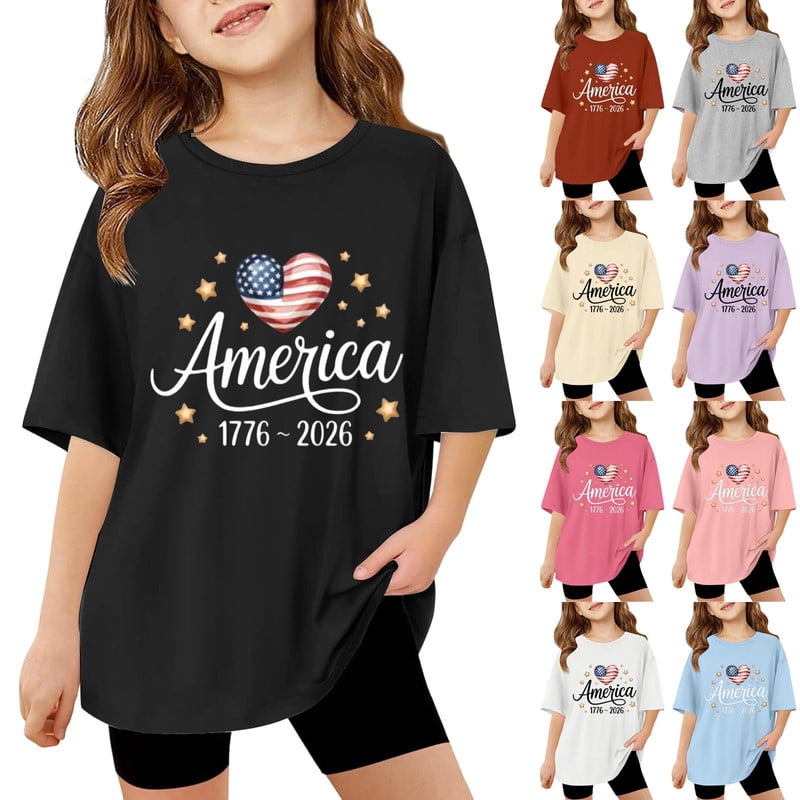 250 Anniversary Usa Shirt Summer Tops Graphic Tees for Girls and Boys ...