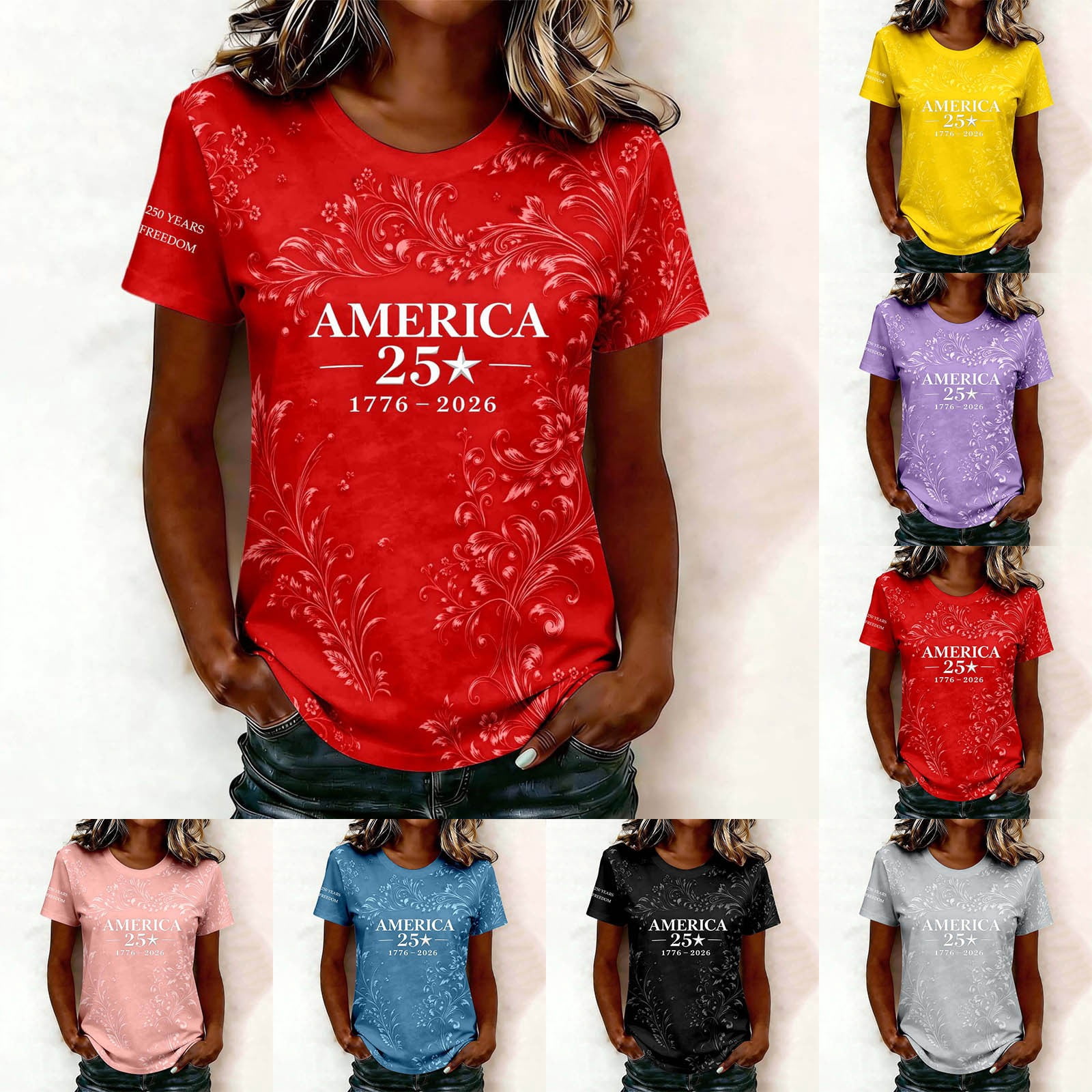 250 Anniversary Usa Shirt Summer Tops for Women Graphic Tees Stylish ...