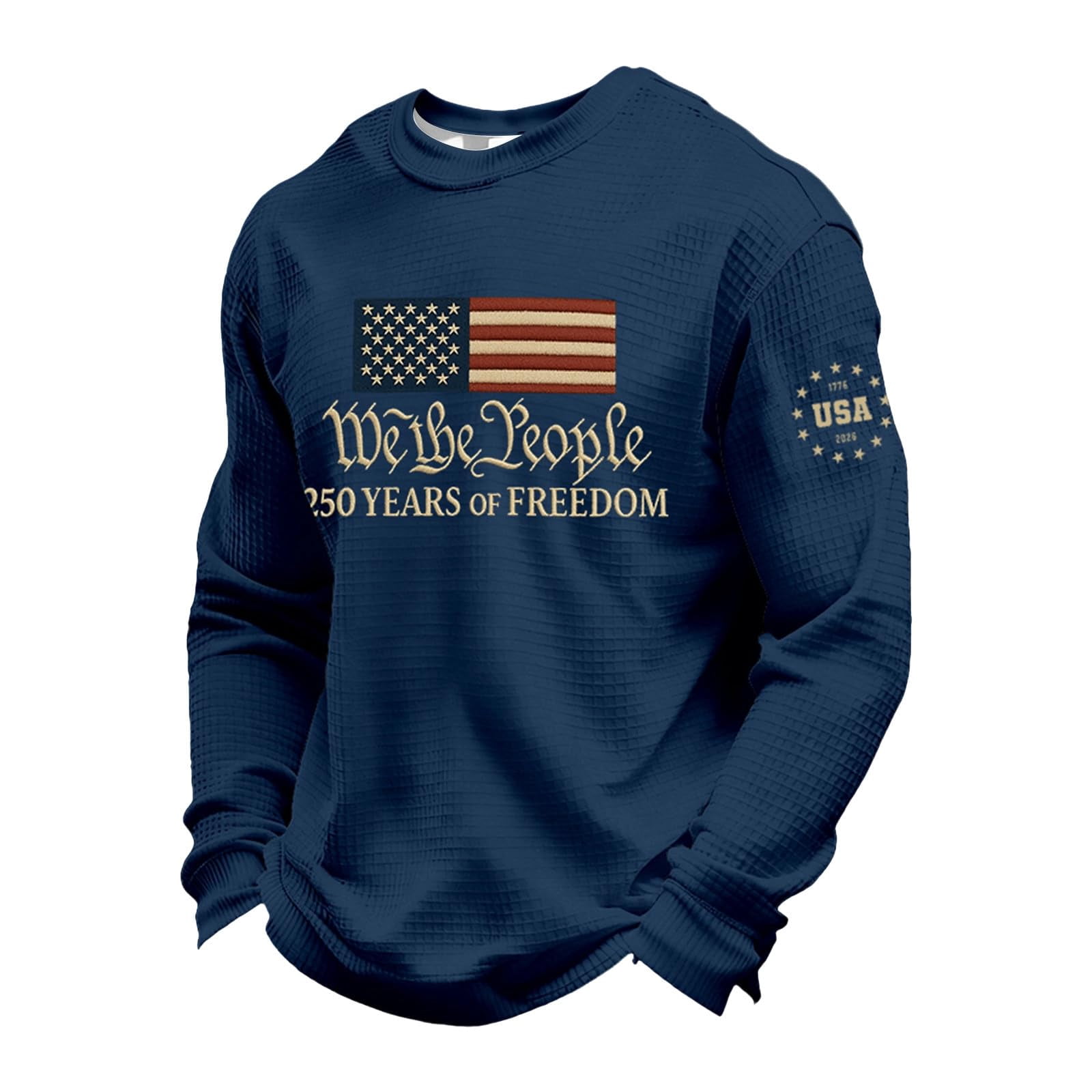 250 Anniversary Usa Shirt Waffle Long Sleeve T Shirts for Man Usa Flag ...