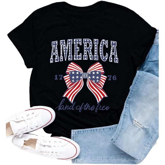 250 Anniversary Usa Shirt Women Lady Independence Day Bowknot Letters ...