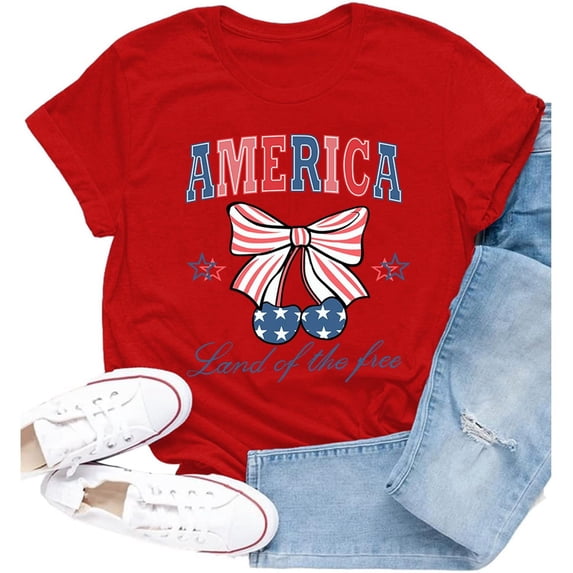 250 Anniversary Usa Shirt Women Lady Independence Day Bowknot Letters ...