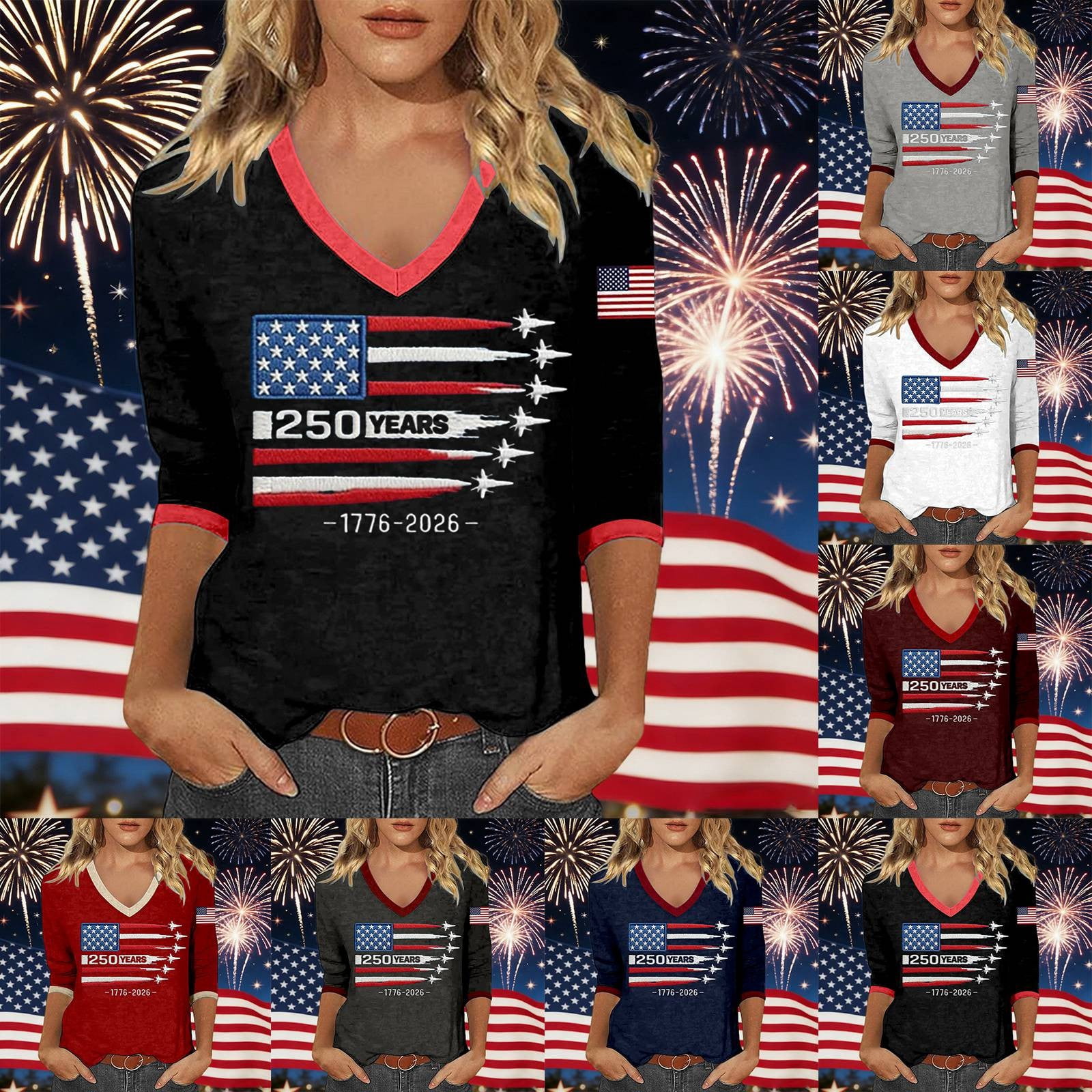 250 Anniversary Usa Shirt Women Women's Patriotic Graphic Raglan Sleeve ...