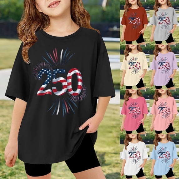 250 Anniversary Usa Stylish Graphic Print Casual Soft Tee Fashion Boys ...