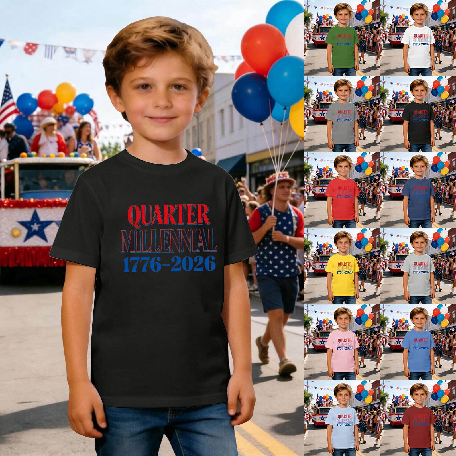 250 Anniversary Usa Tshirt Kids Summer Graphic T Shirt Cartoon Print ...