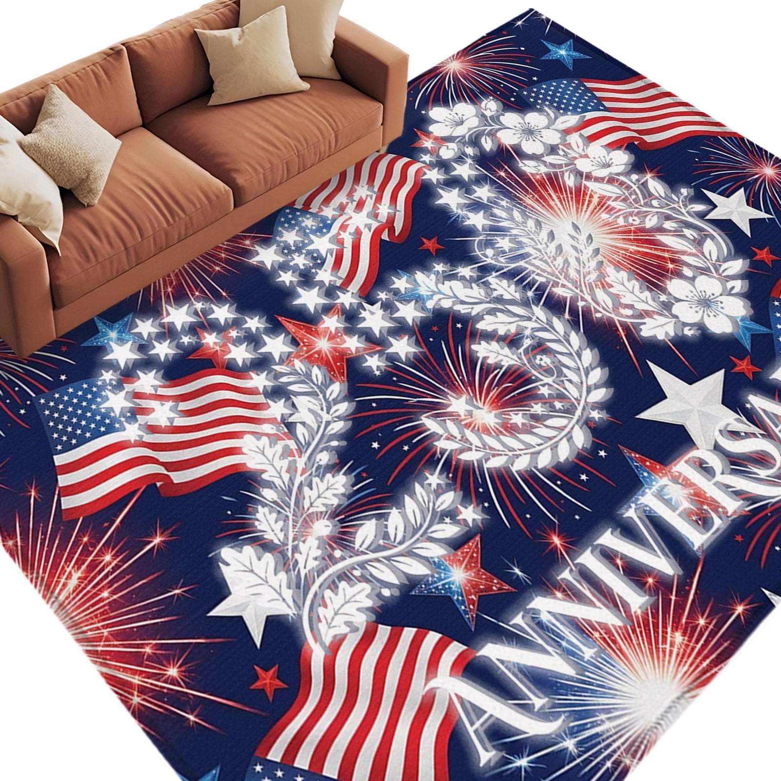 250 Anniversary Washable Living Room Rugs 8'x10', Flower Leaf American ...