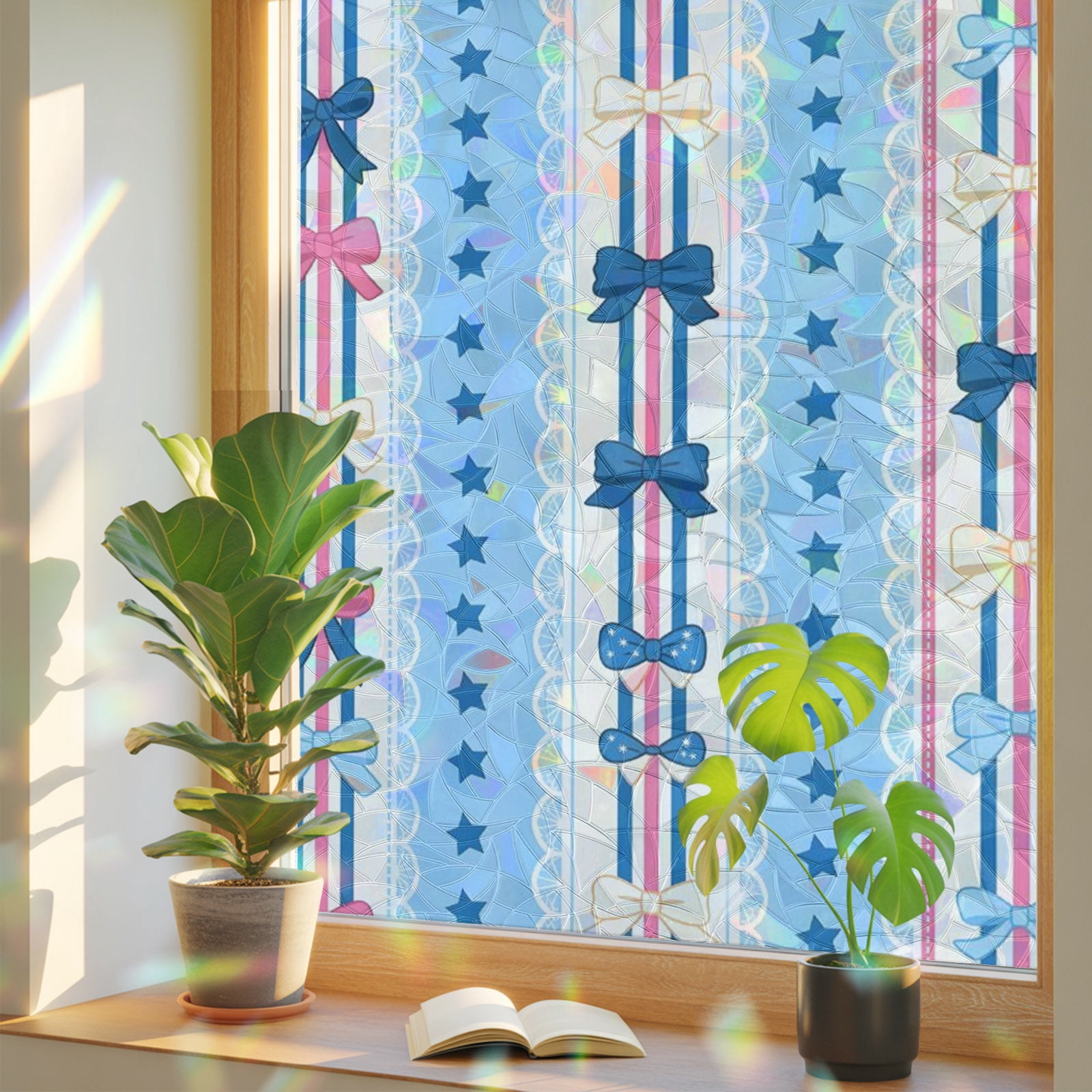 250 Anniversary Window Privacy Film Rainbow Static Cling Stain Glass ...