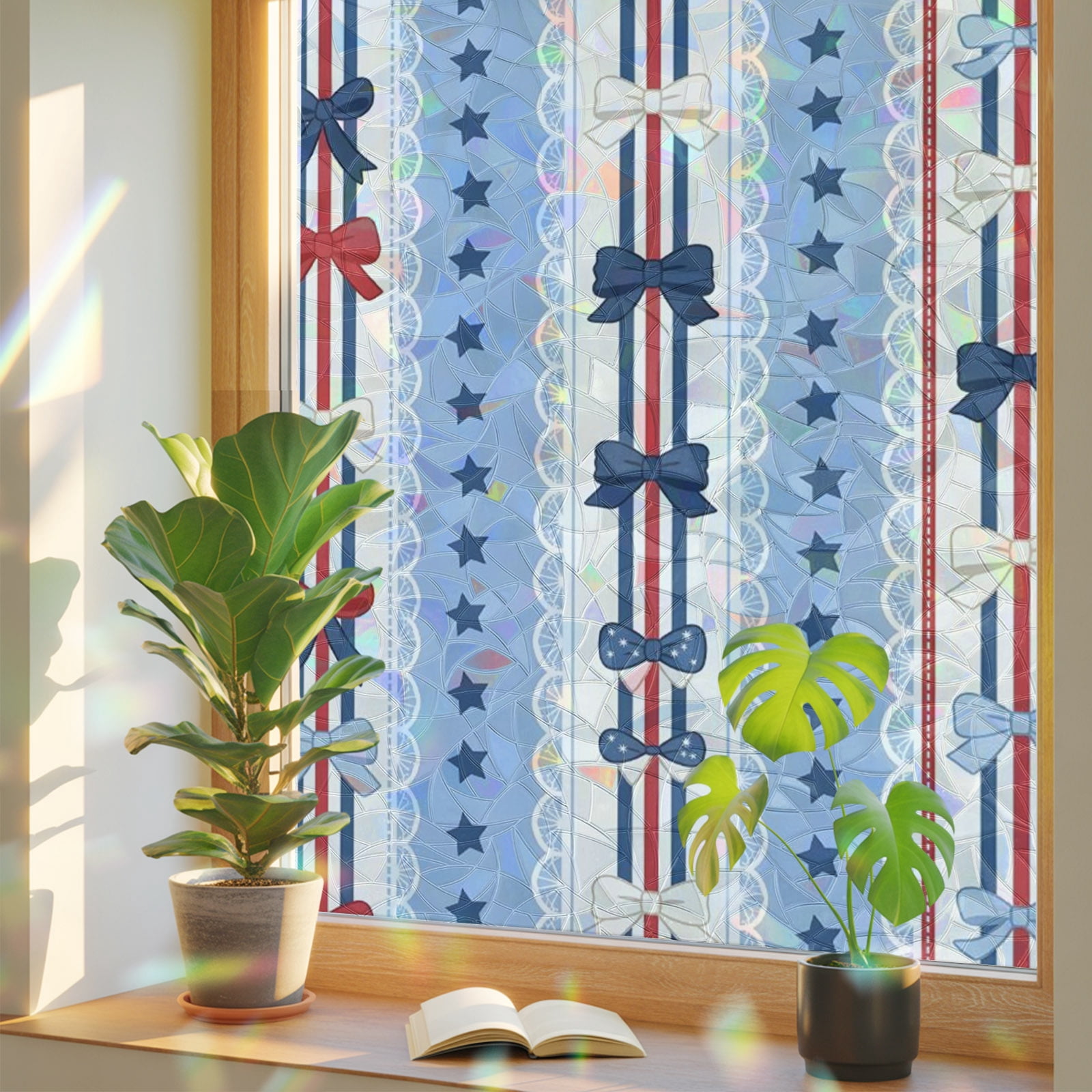 250 Anniversary Window Privacy Film Rainbow Static Cling Stain Glass ...