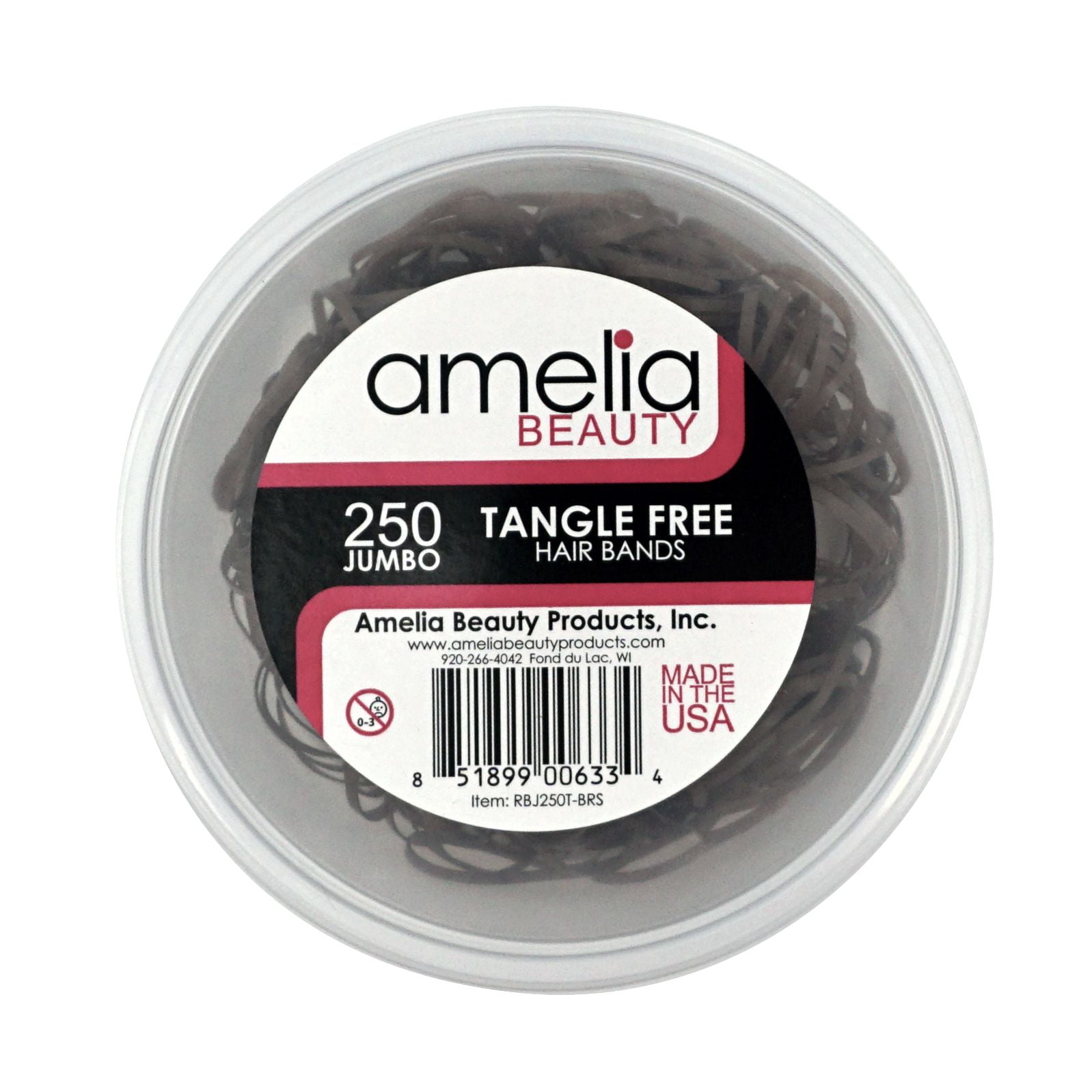 250, Brown, Tangle Free, Jumbo, Bands for Pony Tails and Braids ...