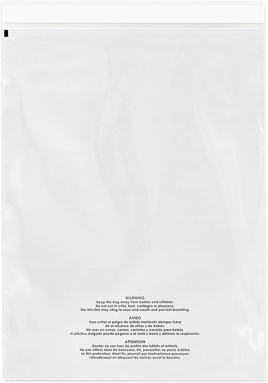 250 Count 18" X 24" Self Seal Clear Poly Bags with Suffocation Warning ...