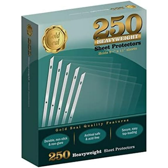 250 Count Clear Heavyweight Poly Sheet Protectors 8.5" x 11", Extra ...