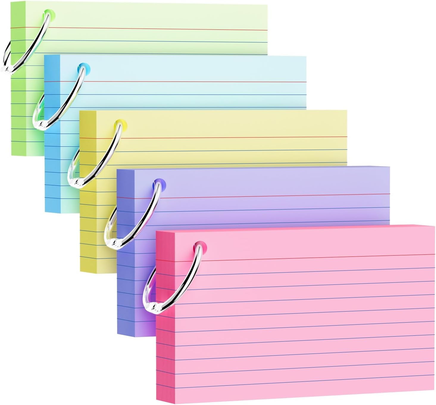 250 Count Index Cards 3x5 Inch with Key Ring, 180gsm Heavy Weight ...