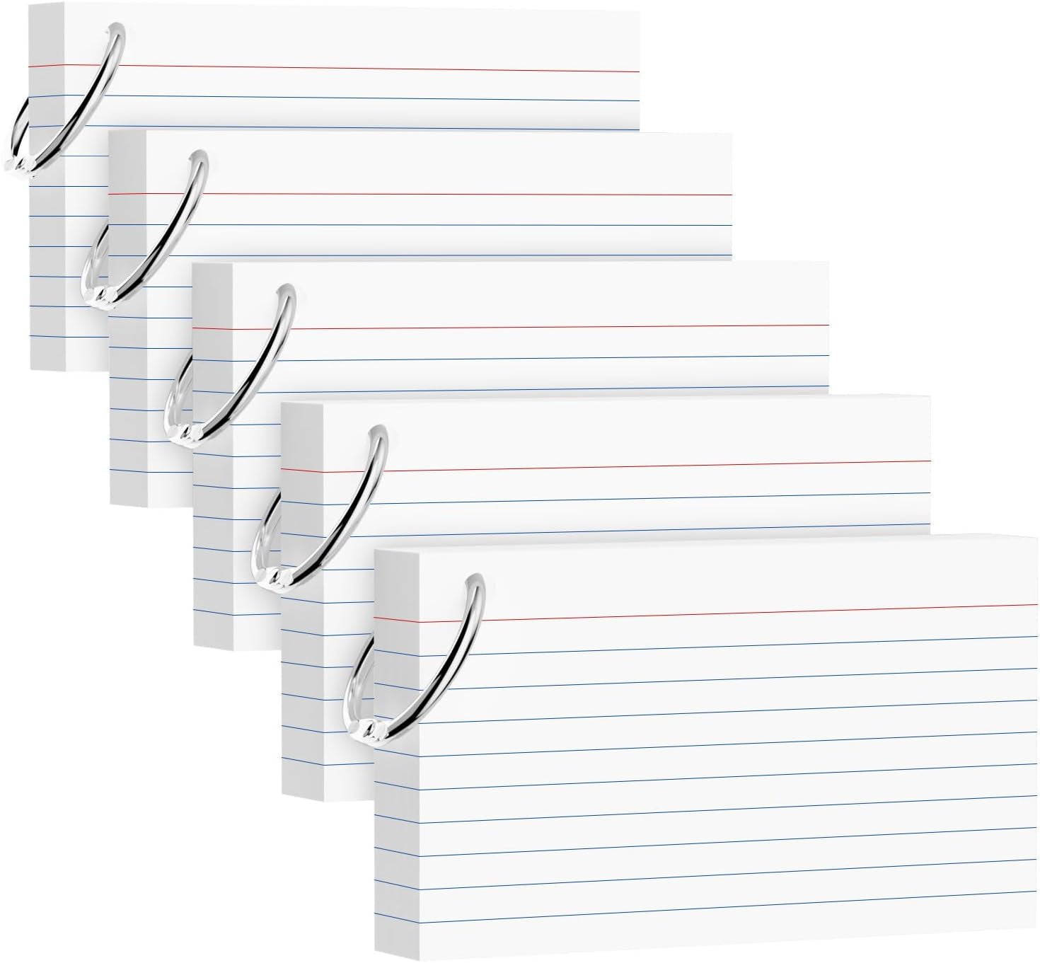 250 Count White Index Cards 3x5 Inch with Key Ring, 180gsm Heavyweight ...