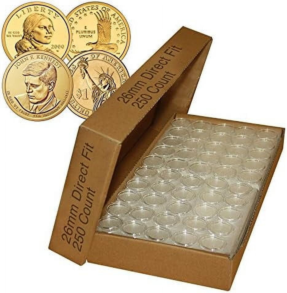 250 Direct Fit Airtight 26mm Coin Holder Capsules for Presidential ...