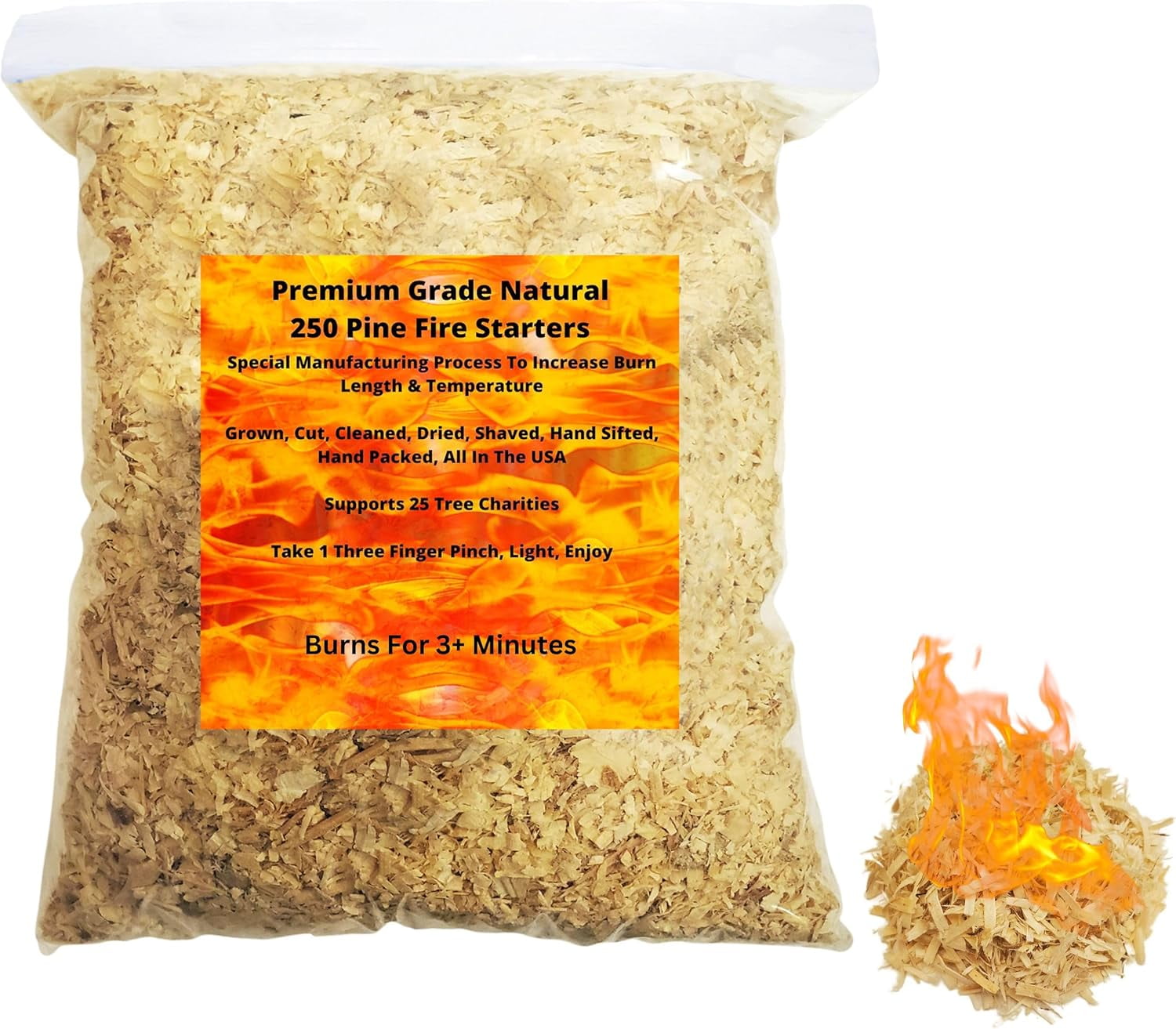 250 Fire Starter Pack, Made from American Pine, Burns Longer & Hotter ...