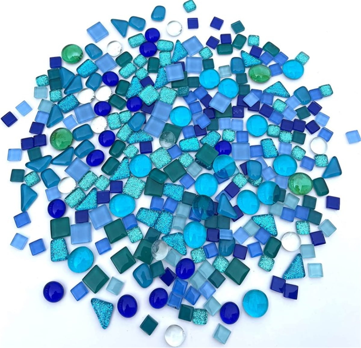 250 G/Bag Glass Mosaic Tiles Pieces，Mixed Patterns Blue Glass,Irregular ...