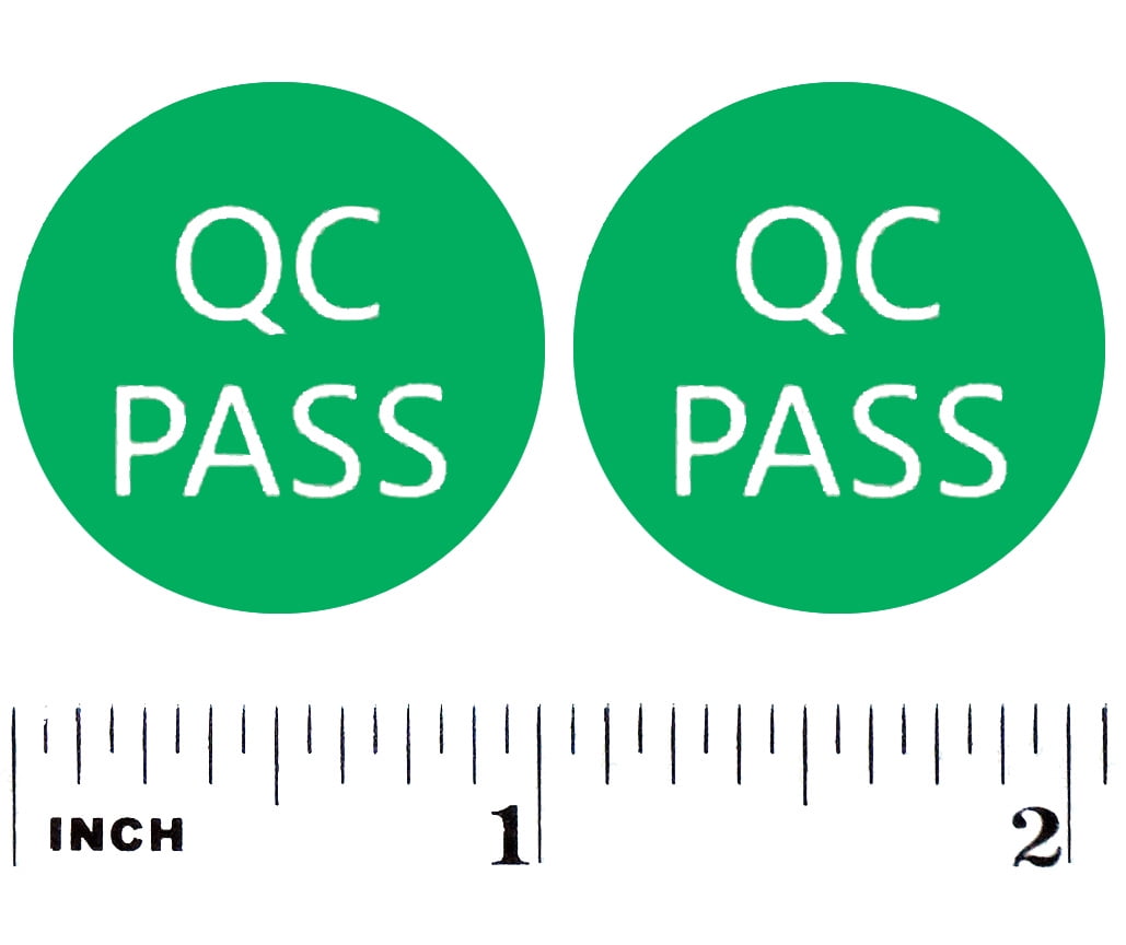 250 Green QC Pass Stickers 1” Round Shape Adhesive Labels Warehouse ...