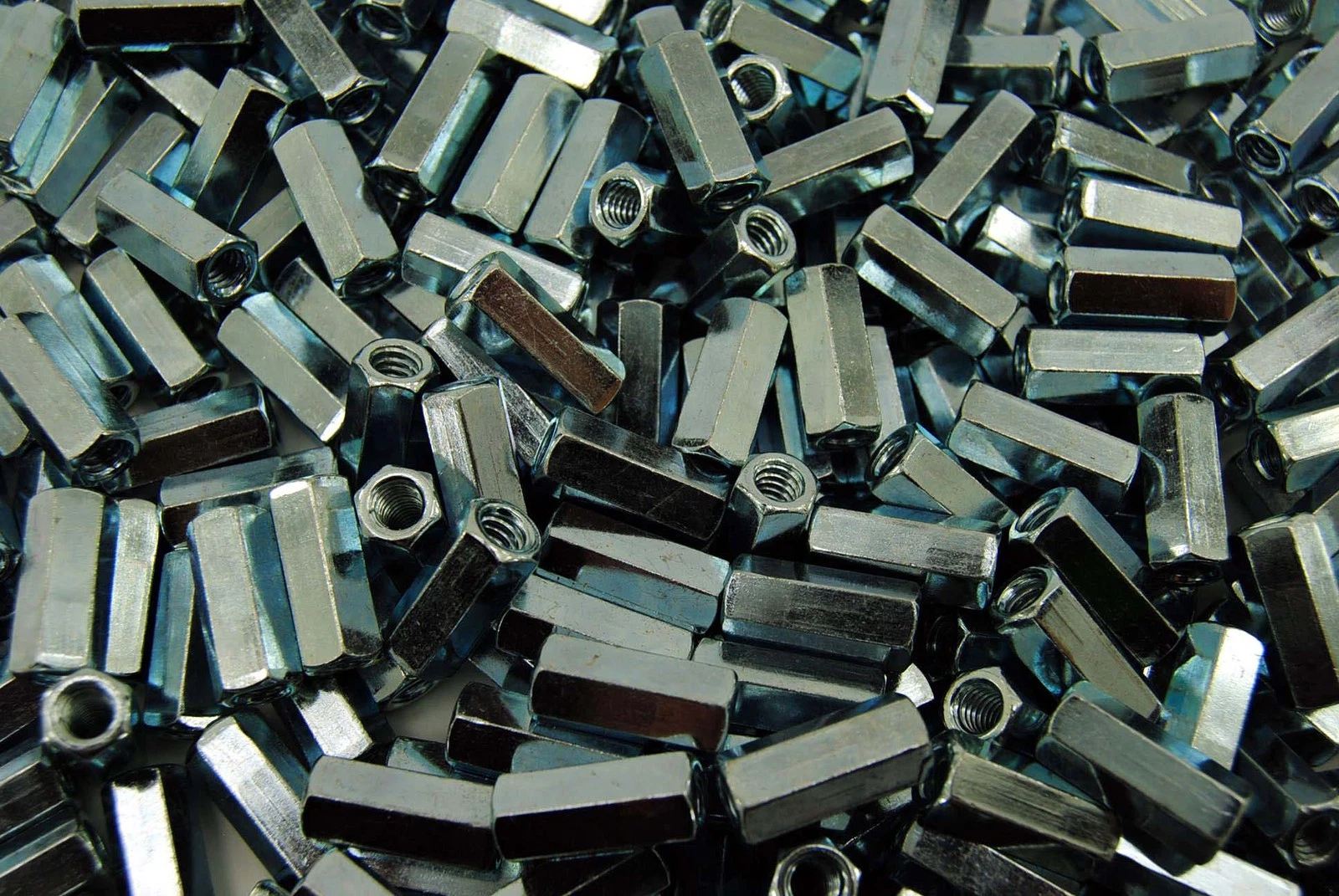 (250) Hex Coupling Nuts 1/4-20 x 3/8 x 7/8 Threaded Rod Connector Zinc ...