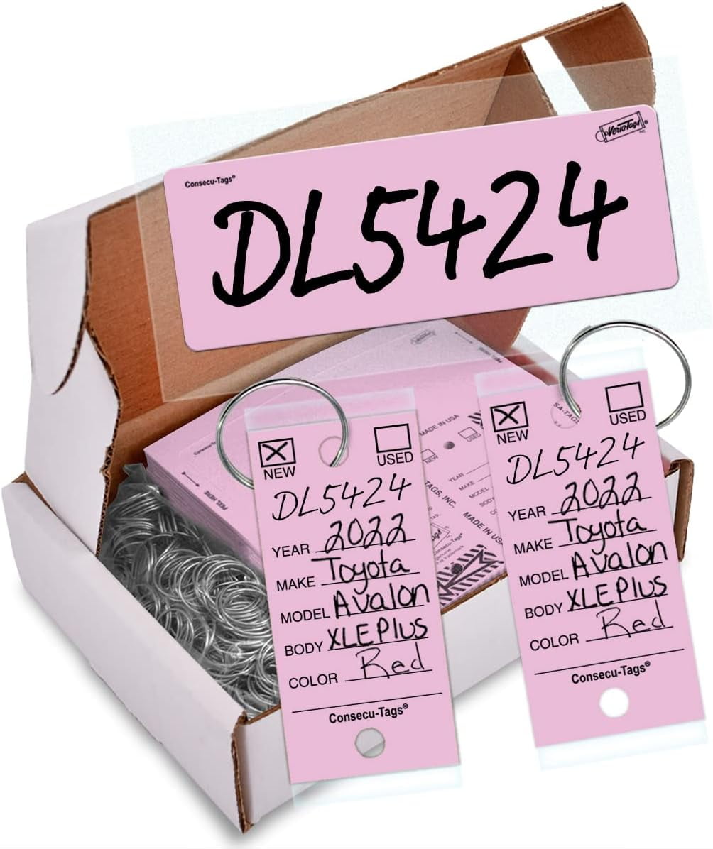 250 Key Tags with Rings Plus 125 Blank Inventory Stock Number Window ...